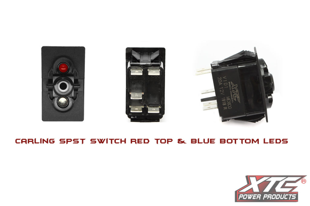 ON-OFF SPST Rocker Switch with Red Top and Blue Bottom LED - XTC Power ...