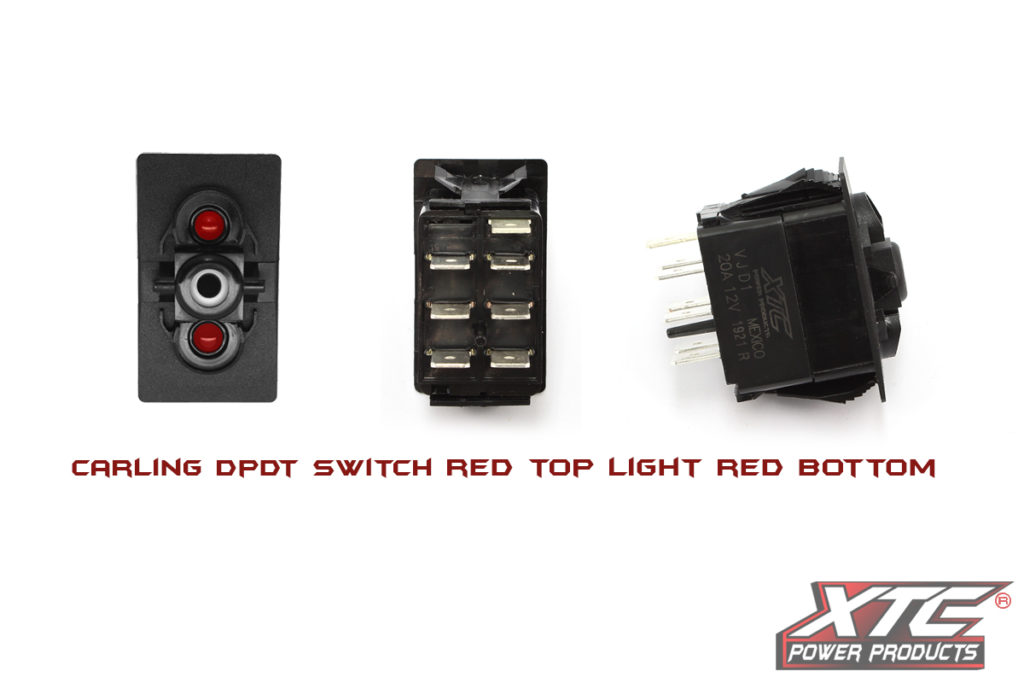 ON-OFF-ON DPDT Rocker Switch with Red Top and Bottom LED - XTC Power ...
